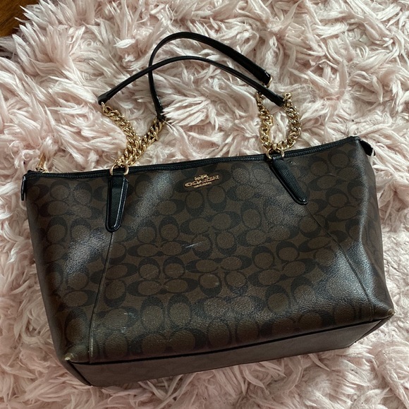 Coach | Bags | Coach Ava Chain Tote In Signature Canvas | Poshmark